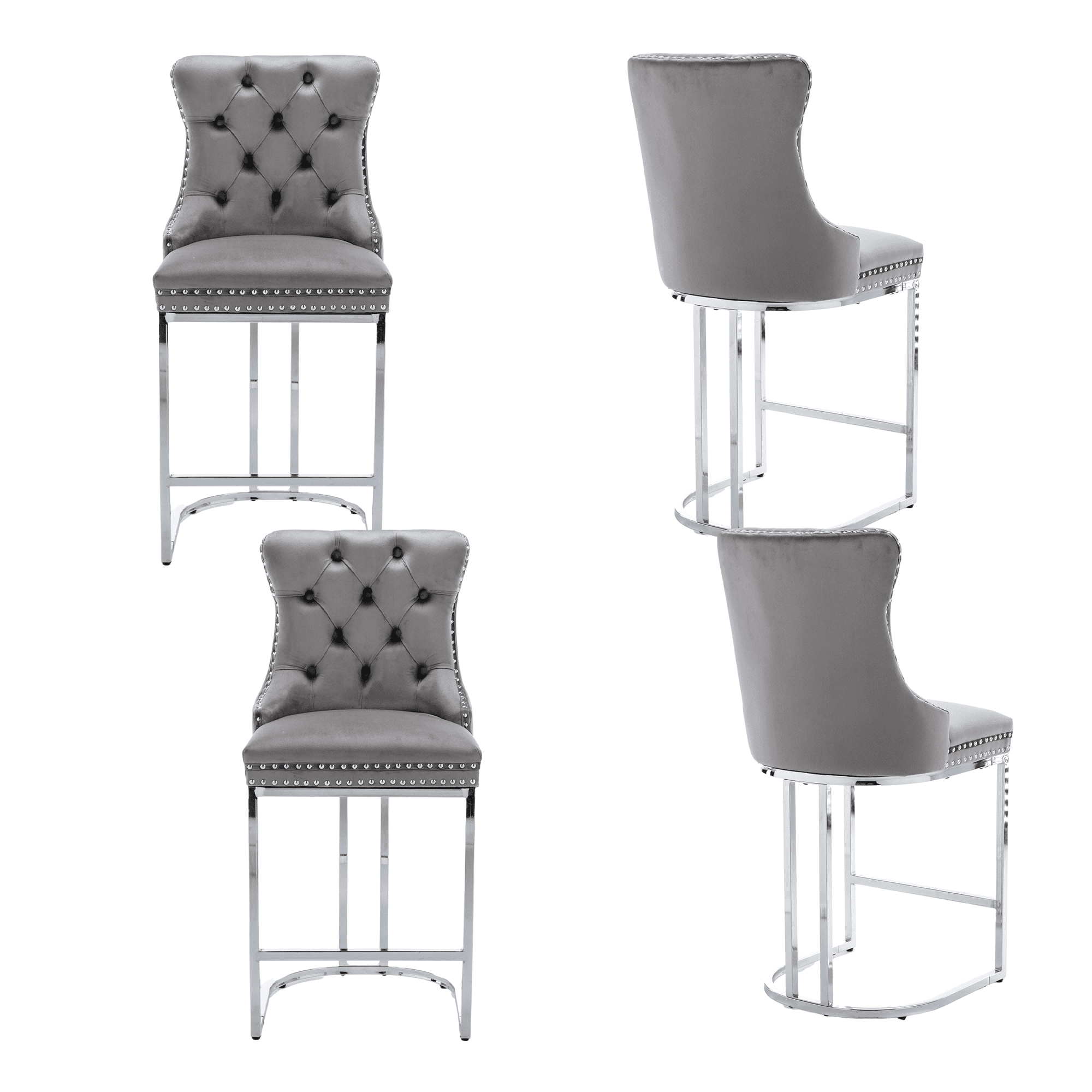 26" Tufted Upholstered Dining Chair with Button Back&Rivet Trim, Velvet ...