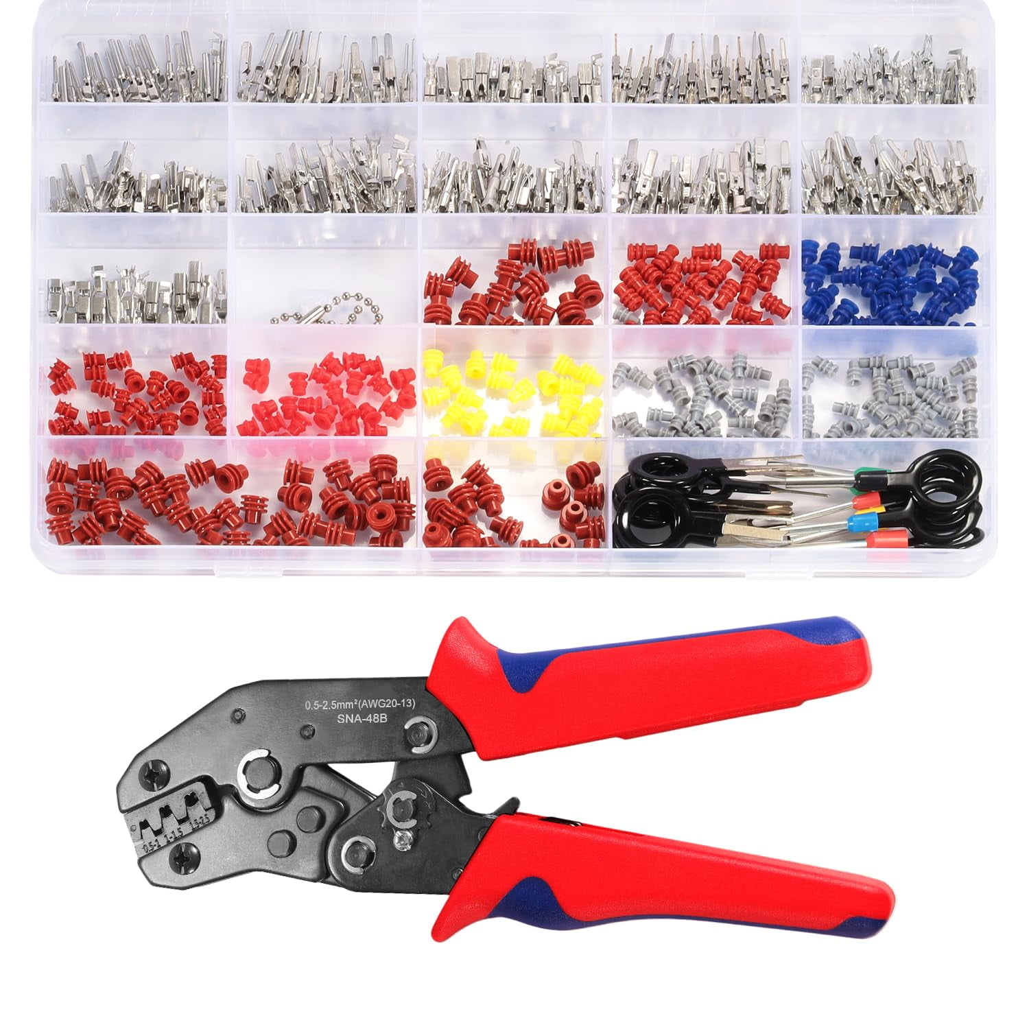 26 Types Automotive Connector Kit With Wire Crimping Tool, 1/1.5/1.8/2.2/2.8/3.5mm Terminal Pins ...