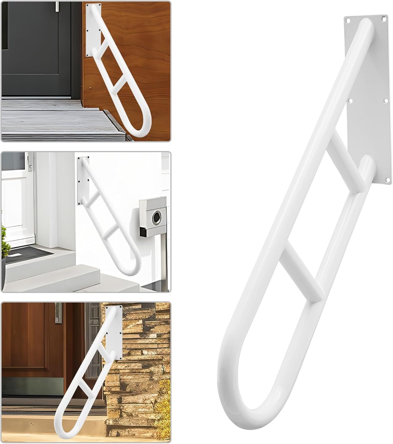26" U-Shaped Handrail for Outdoor Steps, Wall Mount Handrail for Indoor ...