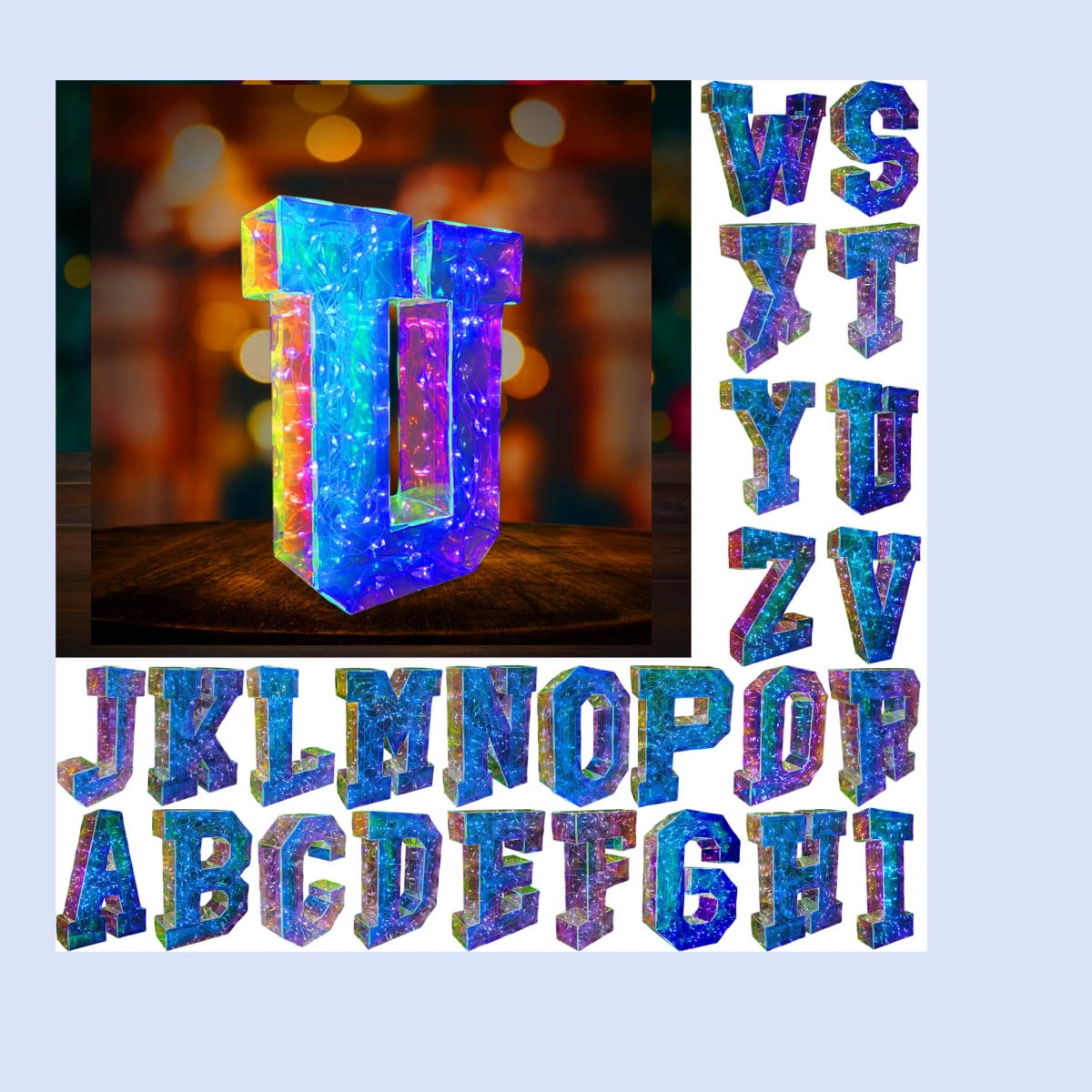 26-U Valentine'S Day Letter Light,Led Letter Lights Sign,Diy Colorful ...