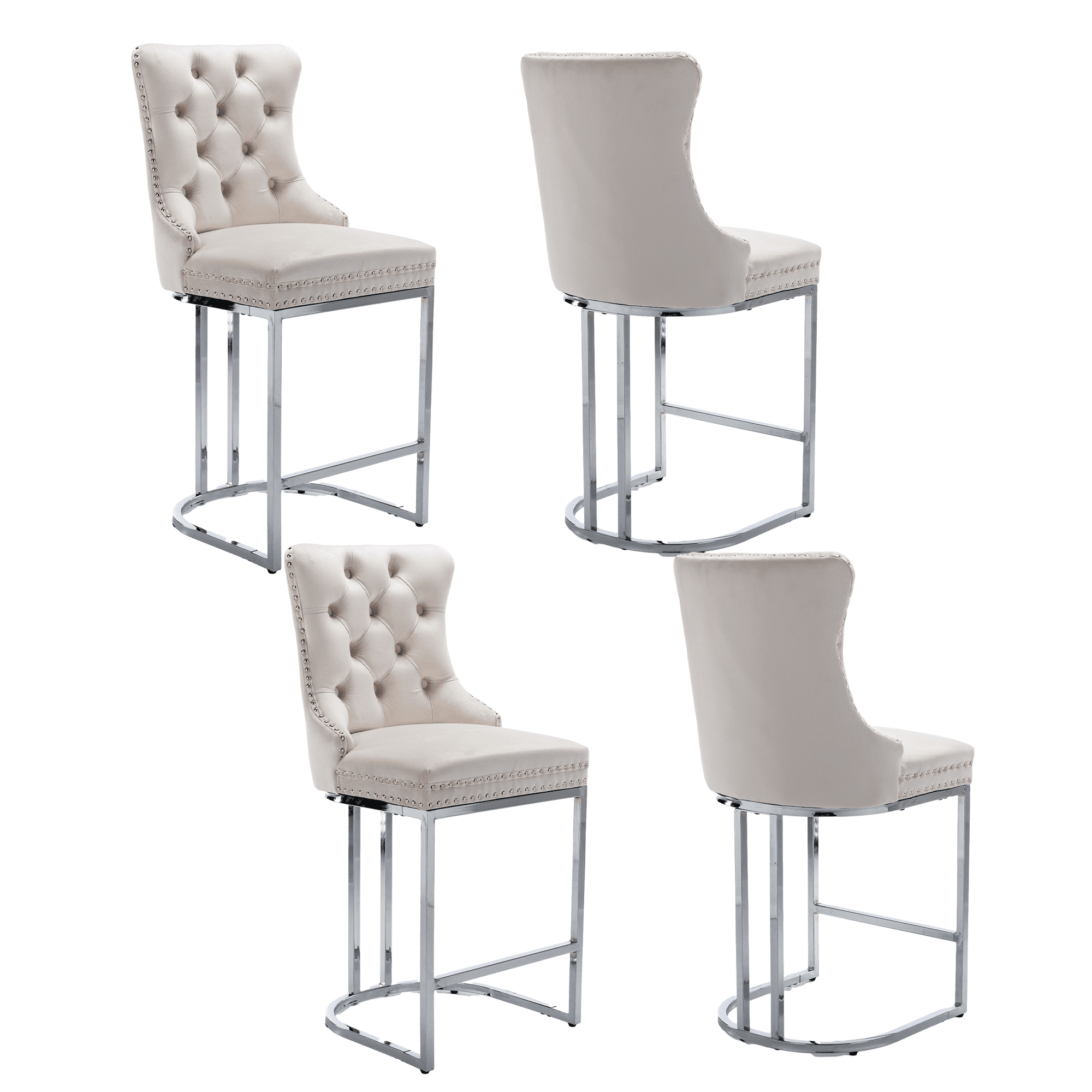 26" Velvet Dining Chairs, Modern Dining Chair with Button Back&Rivet ...