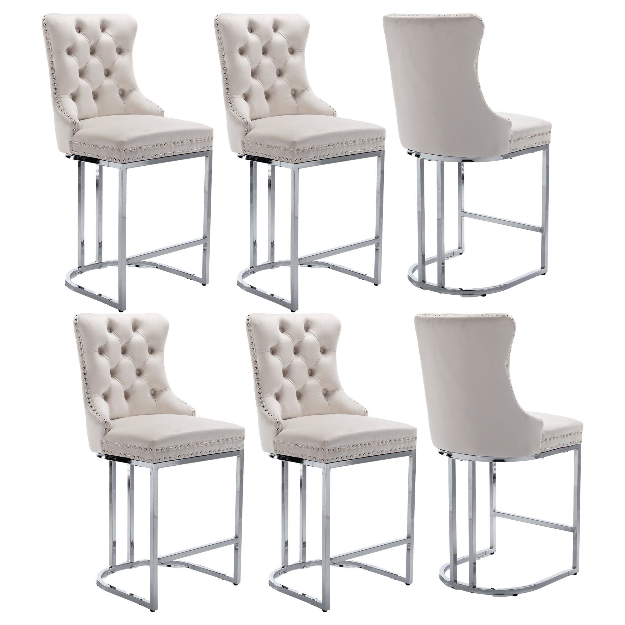 26" Velvet Dining Chairs, Modern Dining Chair with Button Back&Rivet ...