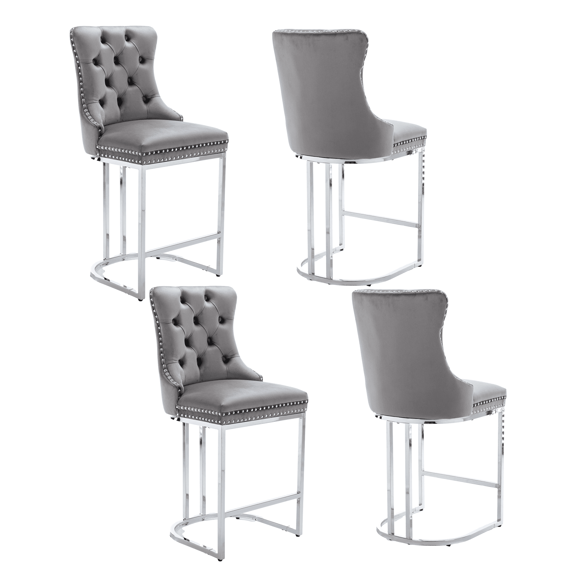 26" Velvet Dining Chairs, Modern Dining Chair with Button Back&Rivet ...