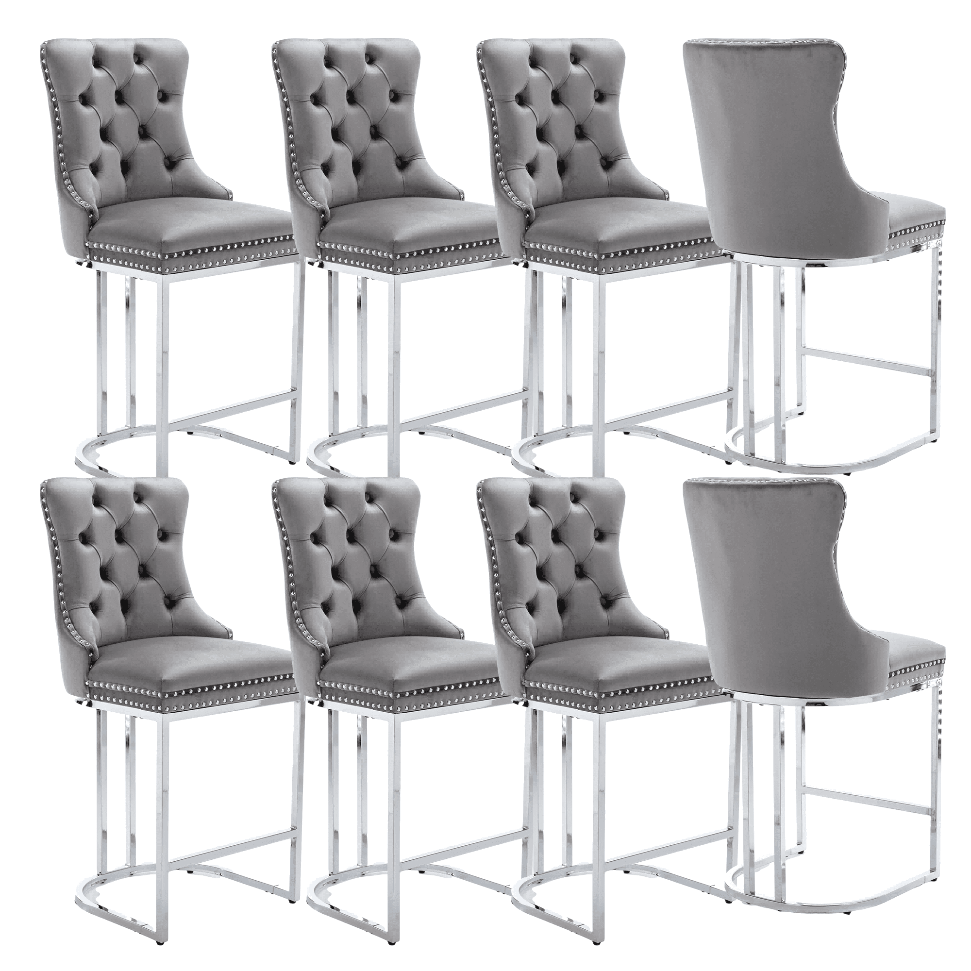 26" Velvet Dining Chairs, Modern Dining Chair with Button Back&Rivet ...