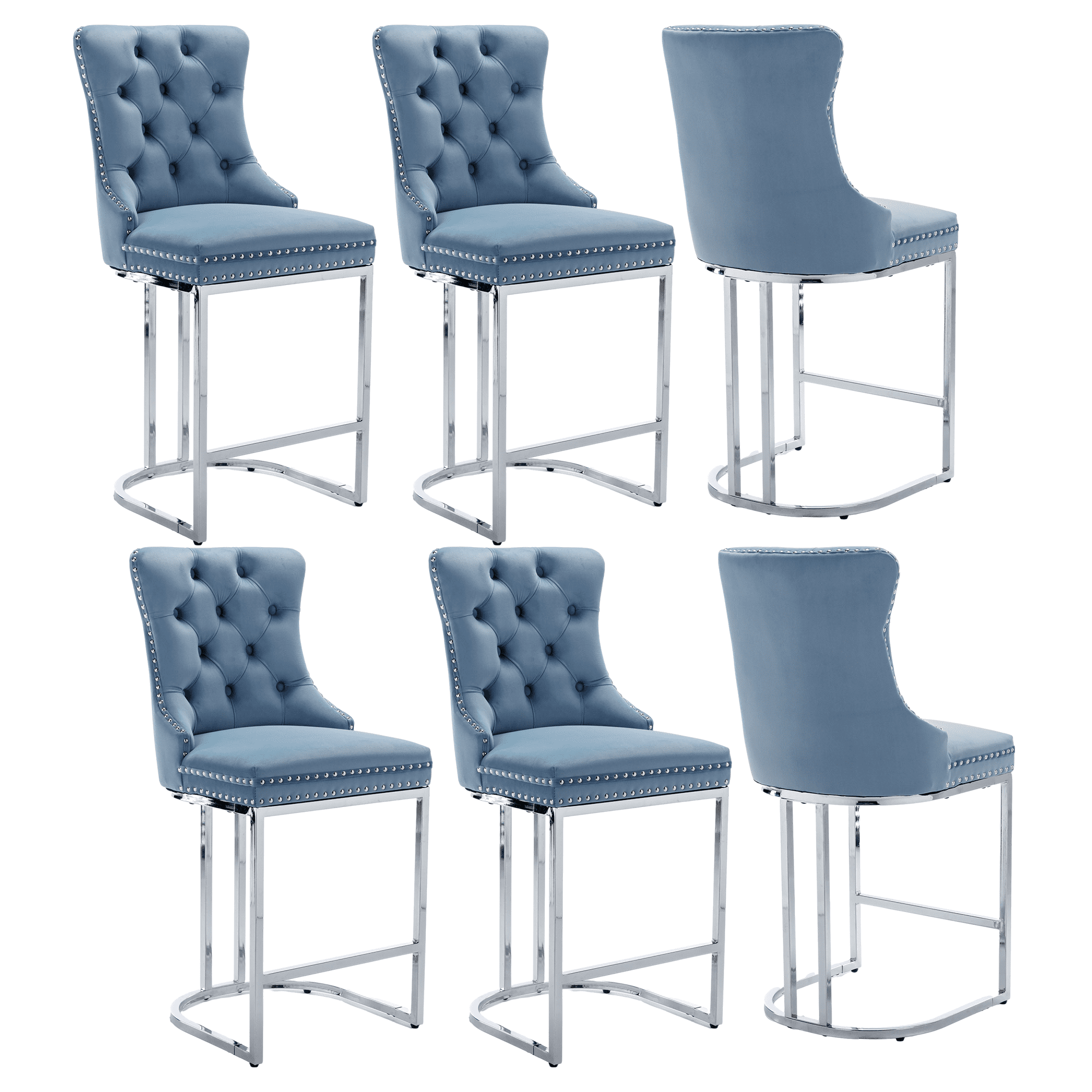 26" Velvet Dining Chairs, Modern Dining Chair with Button Back&Rivet ...