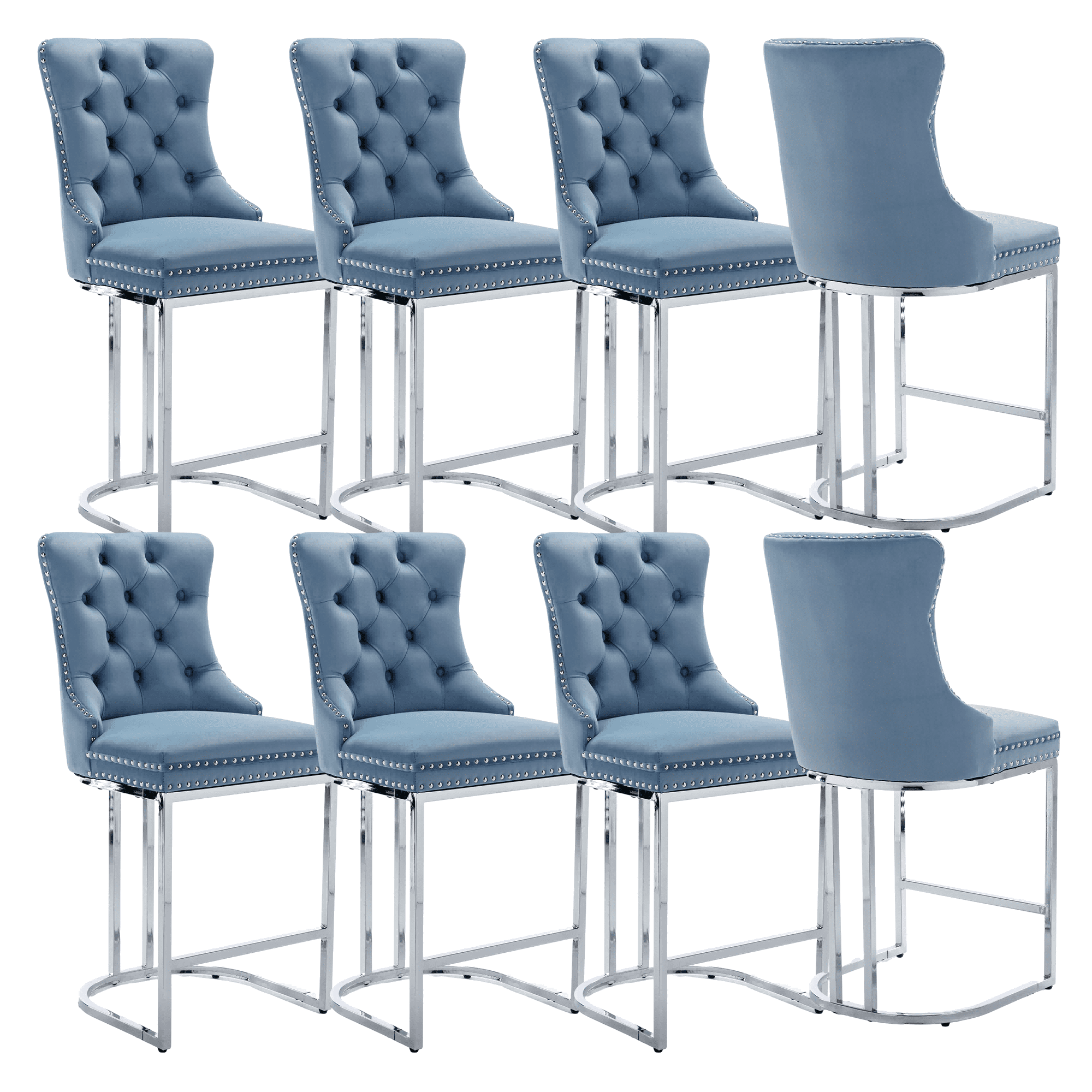 26" Velvet Dining Chairs, Modern Dining Chair with Button Back&Rivet ...
