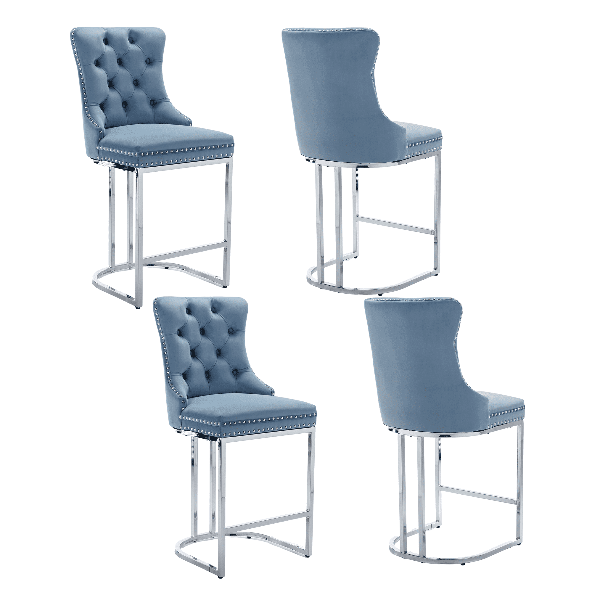 26" Velvet Dining Chairs, Modern Dining Chair with Button Back&Rivet ...