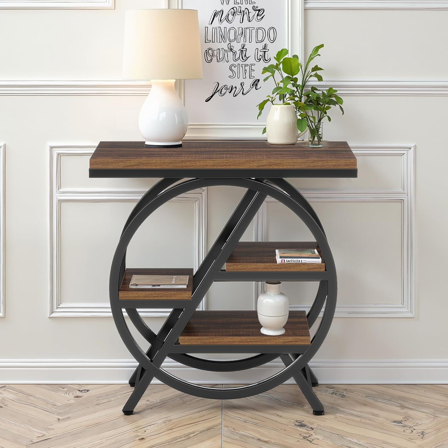 26'' Wood Hallway Table for Entryway, Industrial Console Table with ...