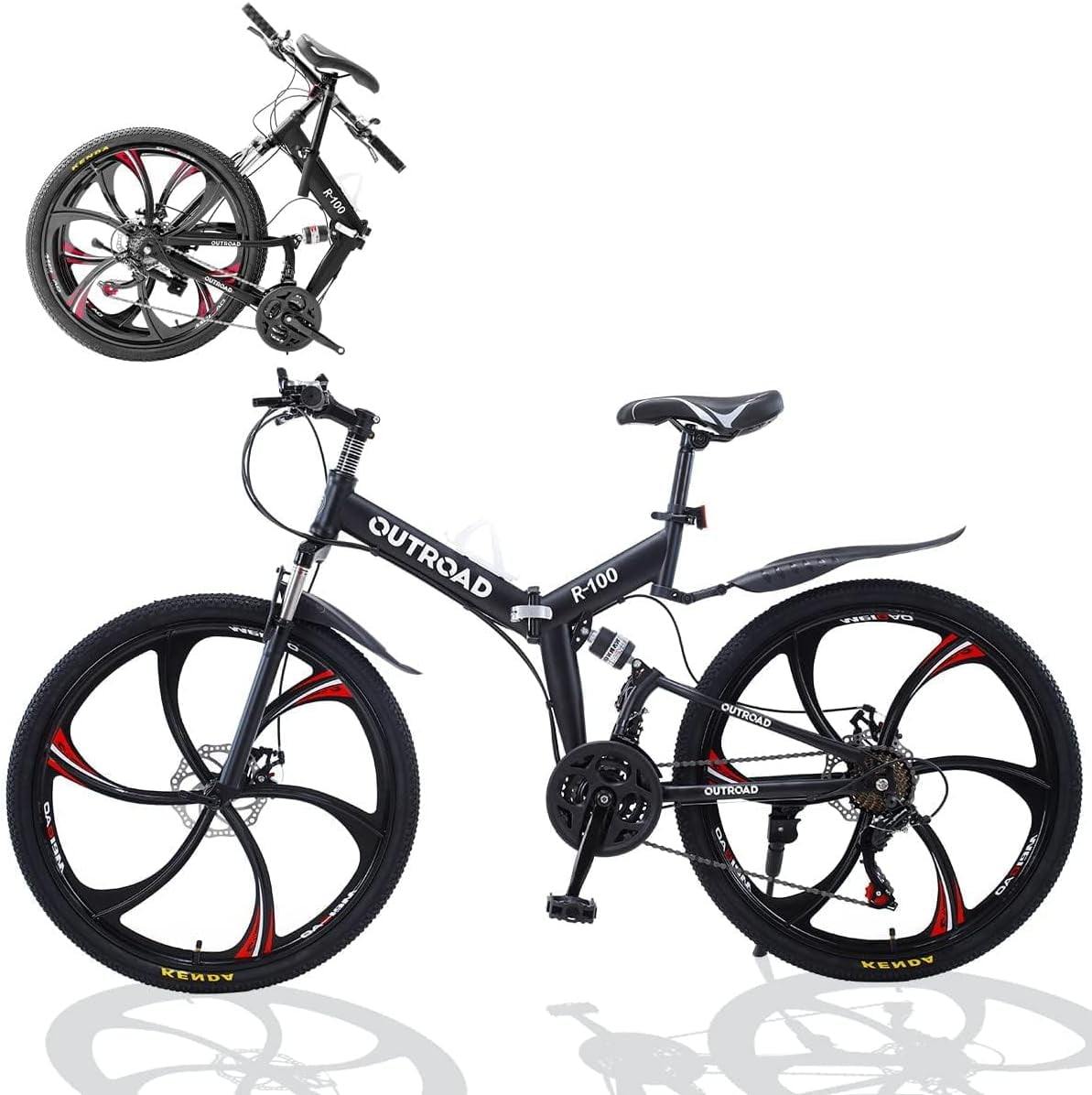 26 ich Folding Mountain Bike, 21 Speed High Carbon Steel Mountain Bike ...