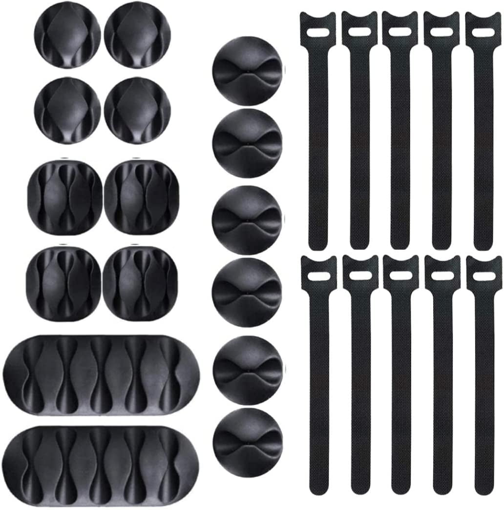 26-in-1 Black Cable Clip Organizer Set, Wire Management for Car, Desk ...