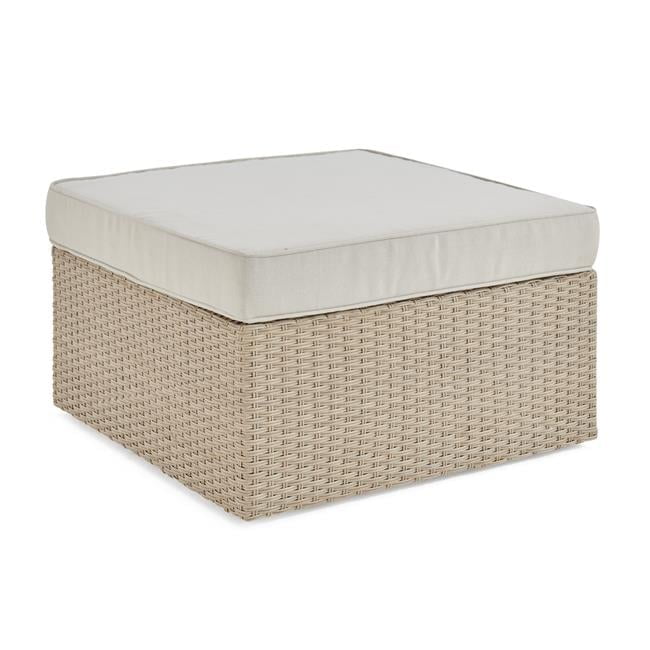 26 in. Canaan All-Weather Wicker Outdoor Square Ottoman with Cushion ...