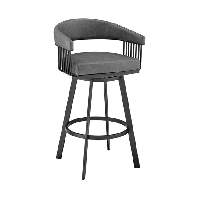 26 in. Chelsea Counter Height Swivel Bar Stool in Black Finish & Gray ...