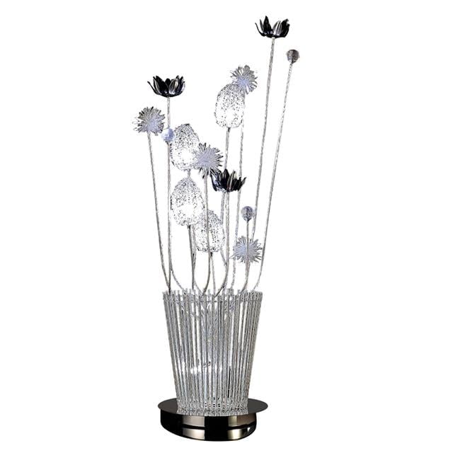 26 in. Flower Vase Design Metal & Accent Table Lamp, Chrome Finish ...