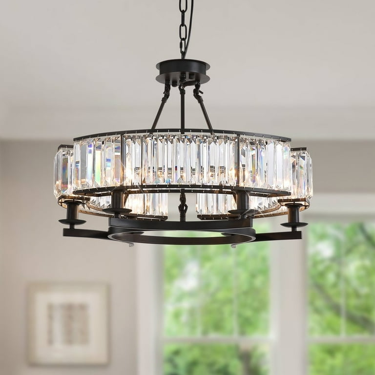 Crystal Chandelier Pendant Rustic Industrial Wavy Shade Retro Style