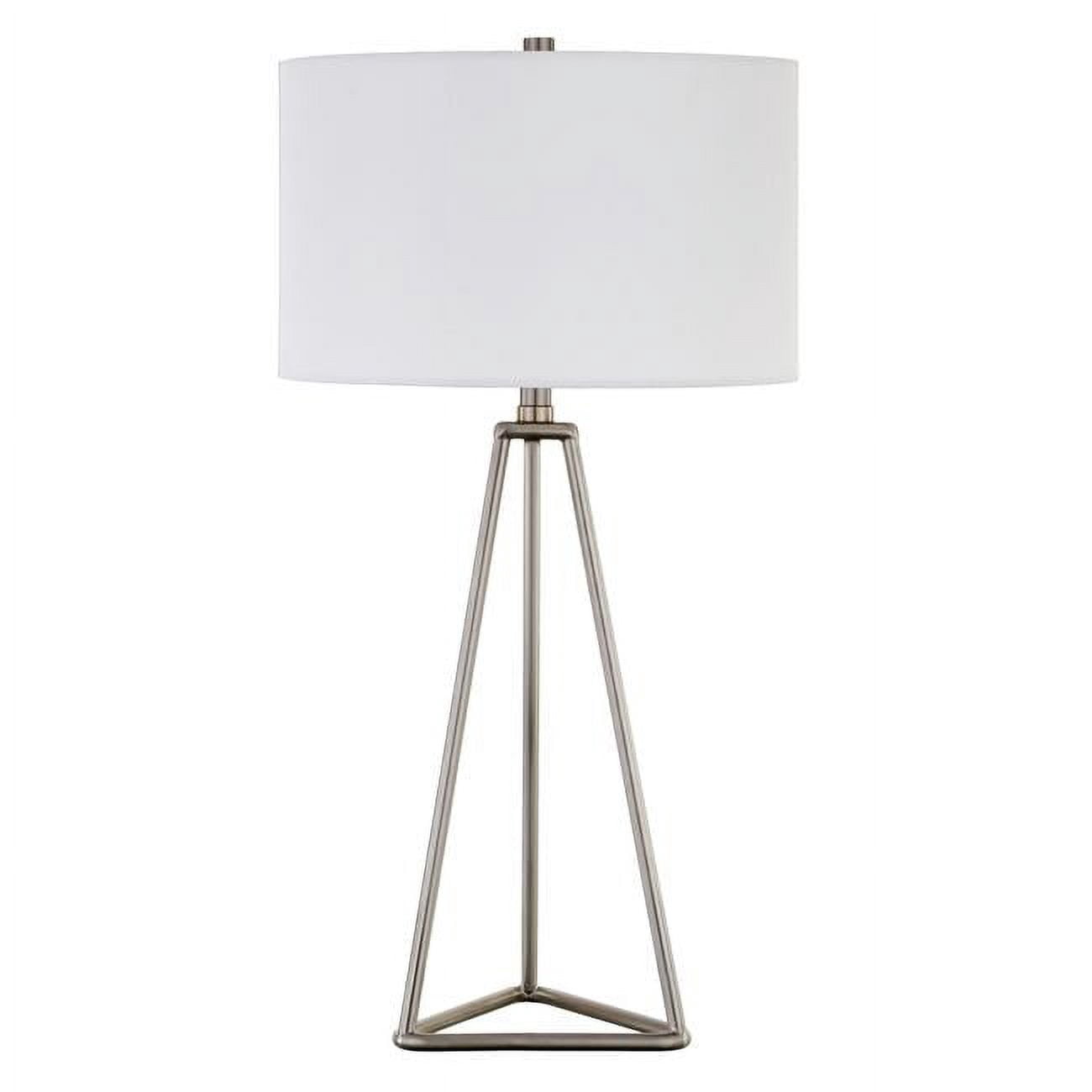 26 in. Silver Metal Table Lamp with White Drum Shade - Walmart.com