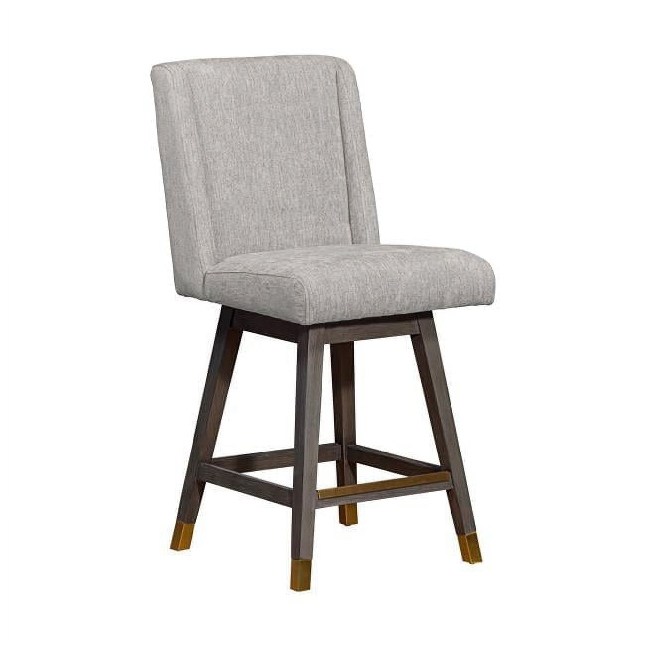 26 in. Solid Wood Swivel Bar Chair with Footrest, Mocha & Gray Oak ...