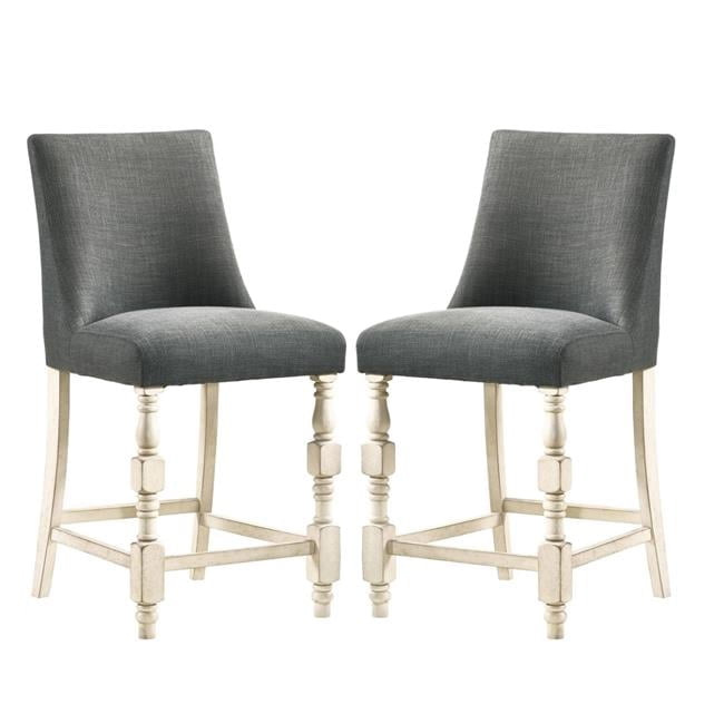 26 in. Swan Counter Height Chair, Gray Seat & Ivory Turned Legs - Set ...