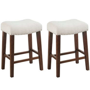 WestinTrends Hayes Bar Chairs, Linen Upholstered Button Tufted Kitchen ...