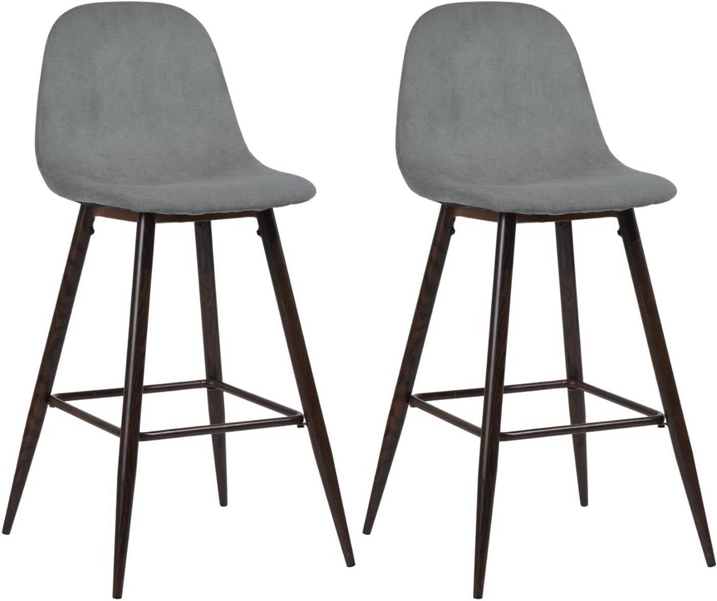 26-inch Bar Stools Set of 2,Mid Back Terry Fabric Seat Cushions with ...
