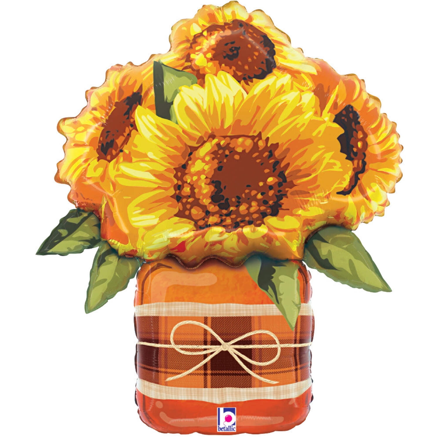 26 inch Betallic Sunflower Mason Jar Foil Mylar Balloon - Party ...