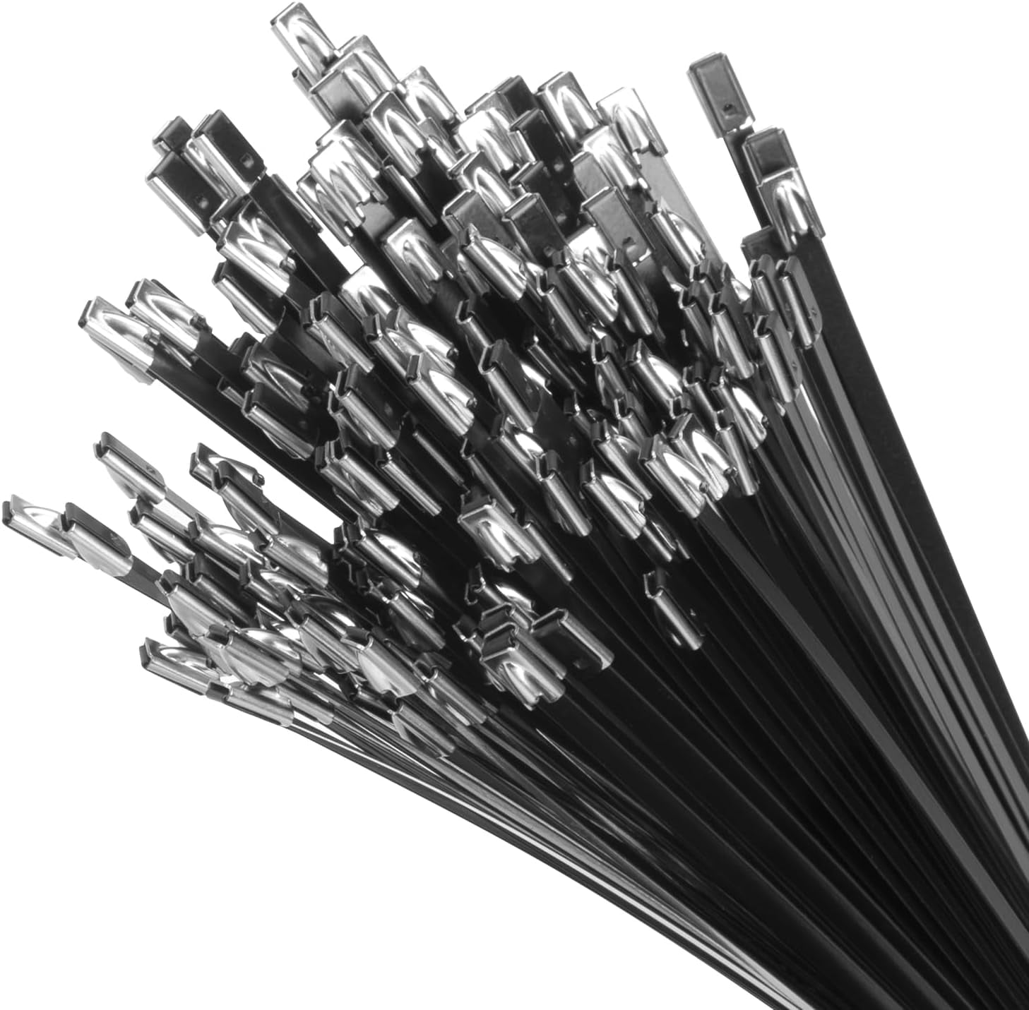 26 inch Black Metal Zip Ties Heavy Duty 100 Pack, 304 Stainless Steel ...