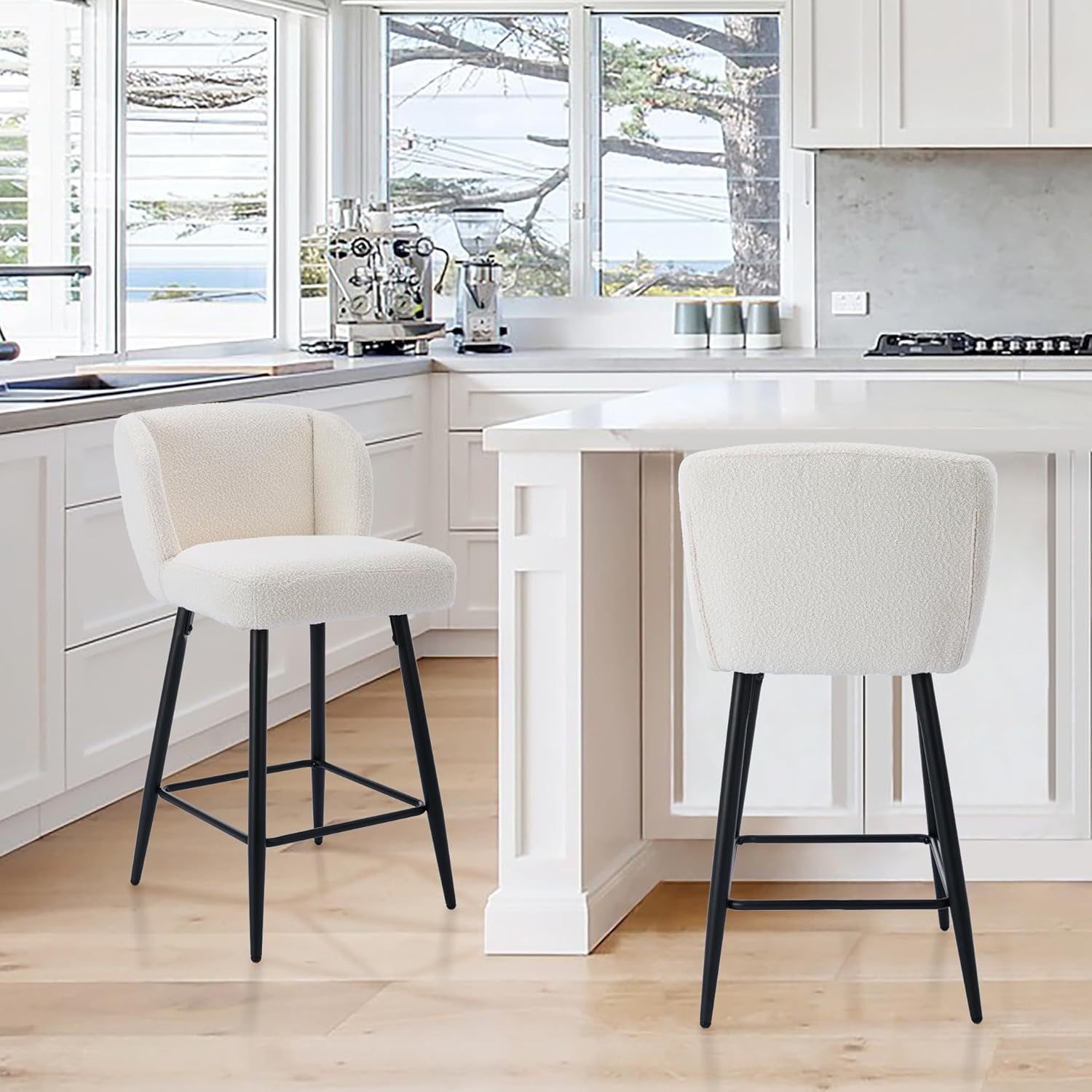 26 inch Counter Height Bar Stools with Back Set of 2 for Kitchen ...