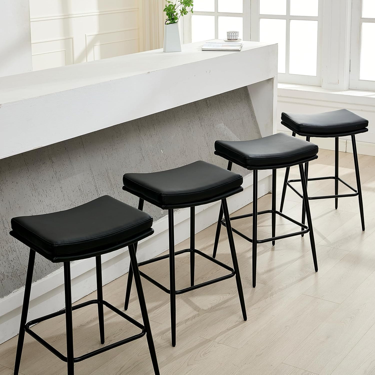 26 inch Counter Height Bar Stools Backless Saddle Bar Stools for ...