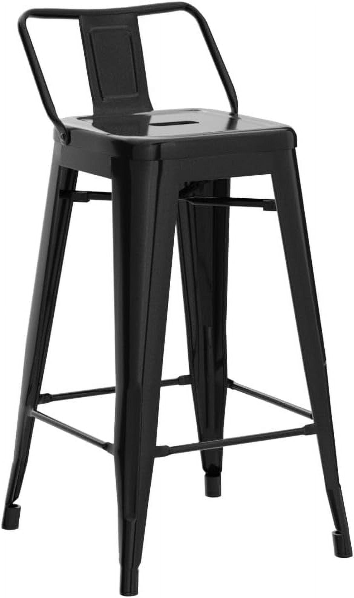 26 inch Metal Bar Stools Set of 4 Counter Height Barstools with Low ...