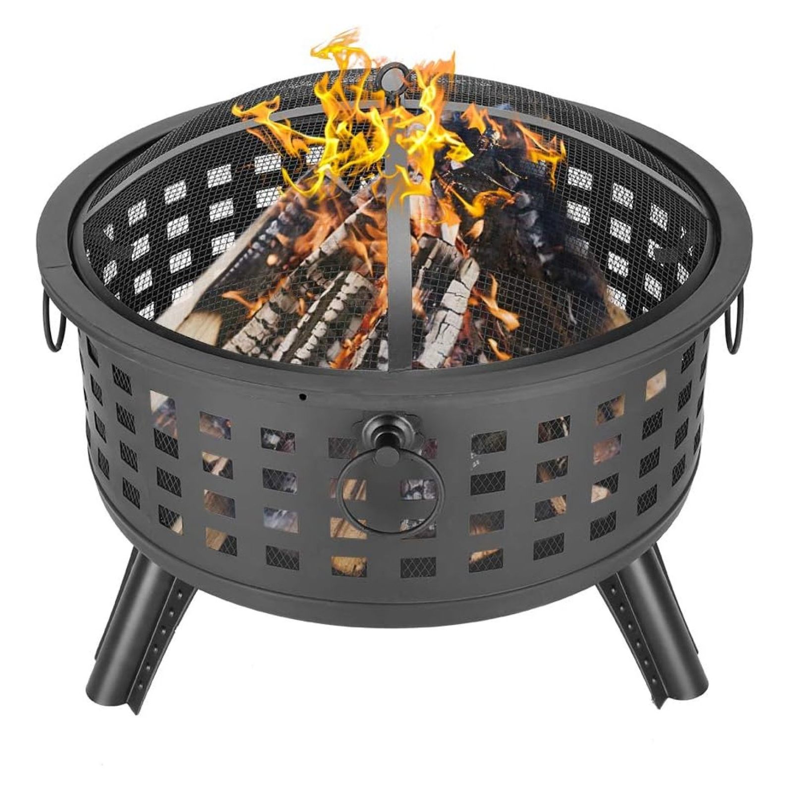 26-inch Outdoor Patio Steel BBQ Grill , Round Lattice Fire Bowl Brazier ...