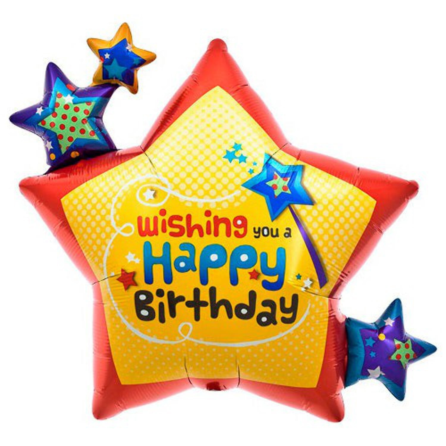 26 inch Wishing You Birthday Stars Foil Mylar Balloon - Party Supplies ...