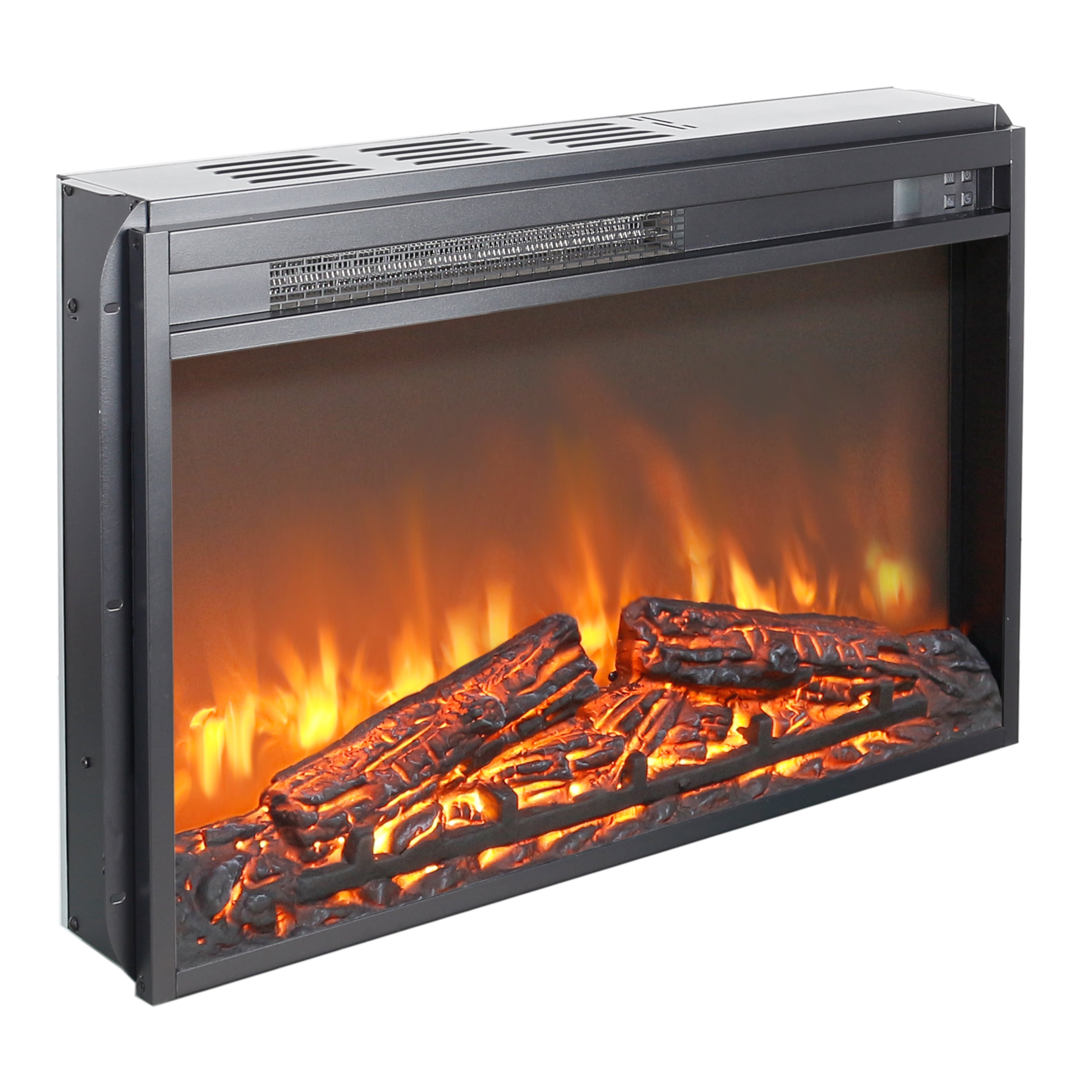 26 inch electric fireplace insert, ultra thin heater with log set ...
