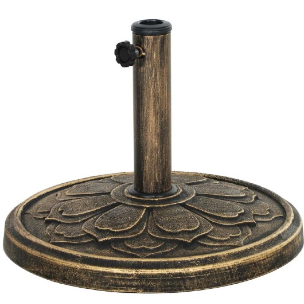 26 lbs Bronze Resin & Concrete Patio Umbrella Base, Lotus Design ...