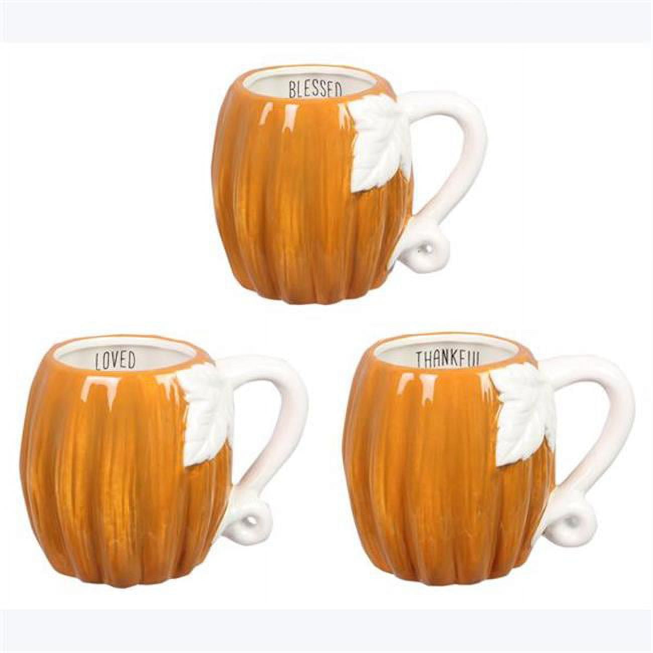 26 oz Ceramic Fall Traditional Pumpkin Shaped Mug, Assorted Color - 3 ...