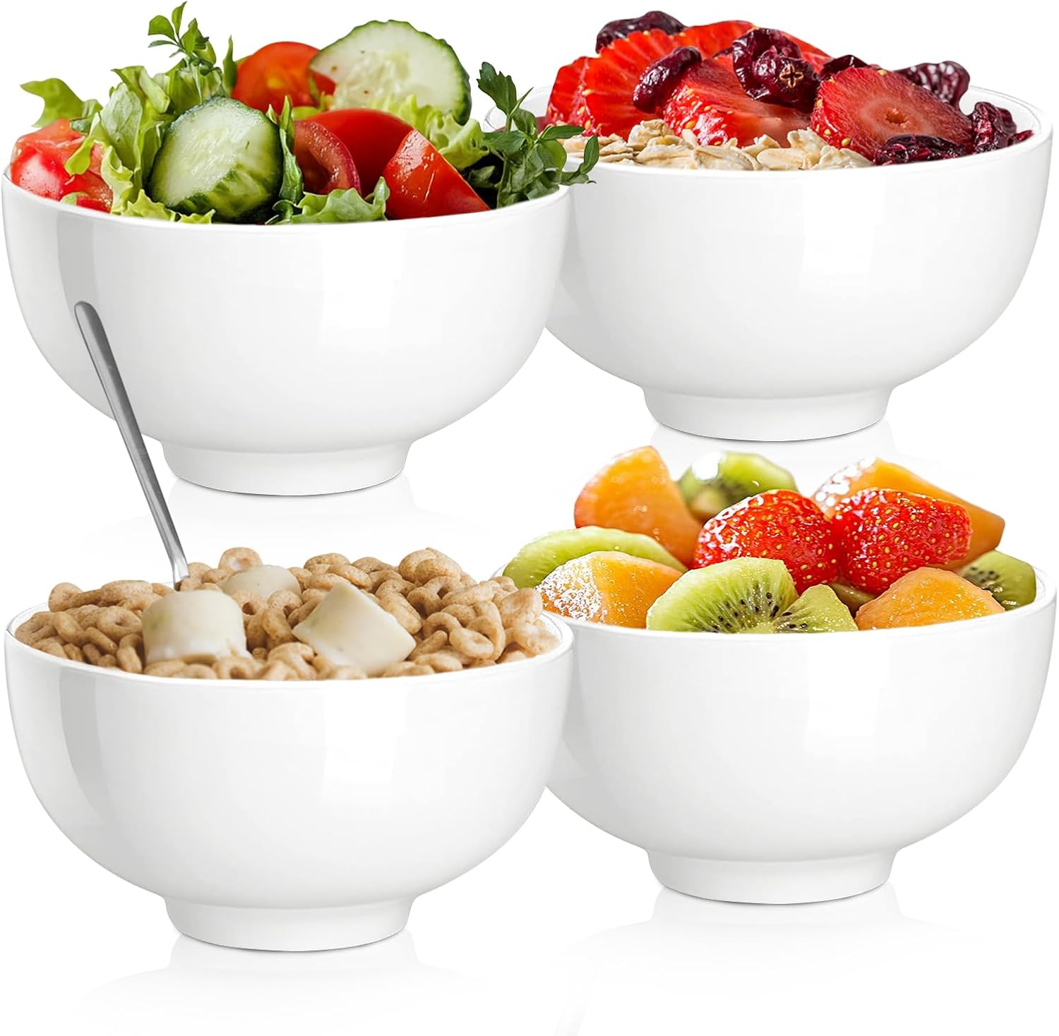 26 oz Cereal Bowls, White Ceramic So Bowls Set of 4, Perfect for So ...