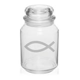 26 oz Glass Candy Jar Apothecary Storage Jar Gift Christian Fish Symbol ...