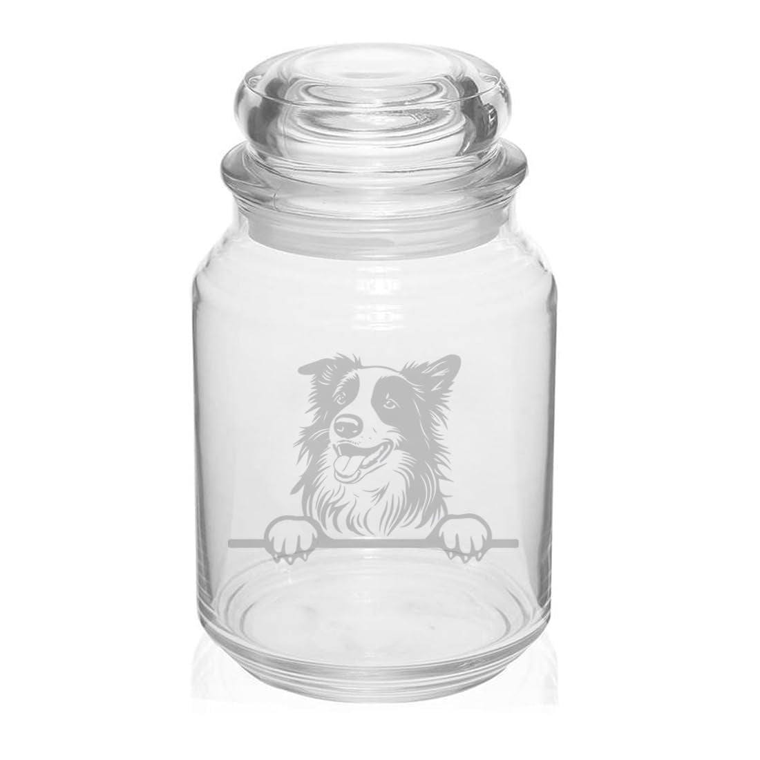 26 oz Glass Candy Jar Apothecary Storage Jar Gift Peeking Border Collie ...