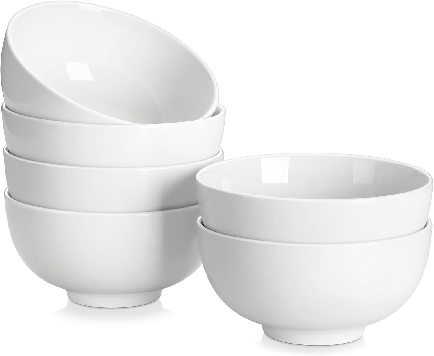 26 oz Porcelain Soup Bowls, White Ceramic Cereal Bowls for Kitchen 6 ...