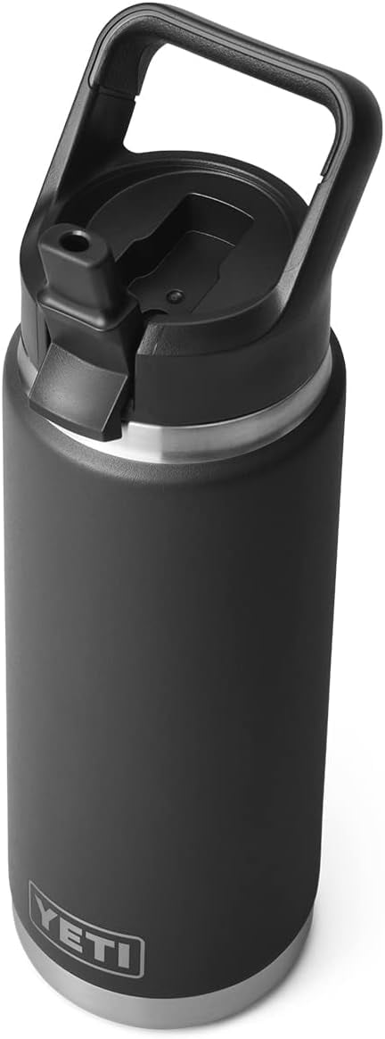 26 oz Vacuum Insulated Stainless Steel Bottle with Straw Cap in Black ...