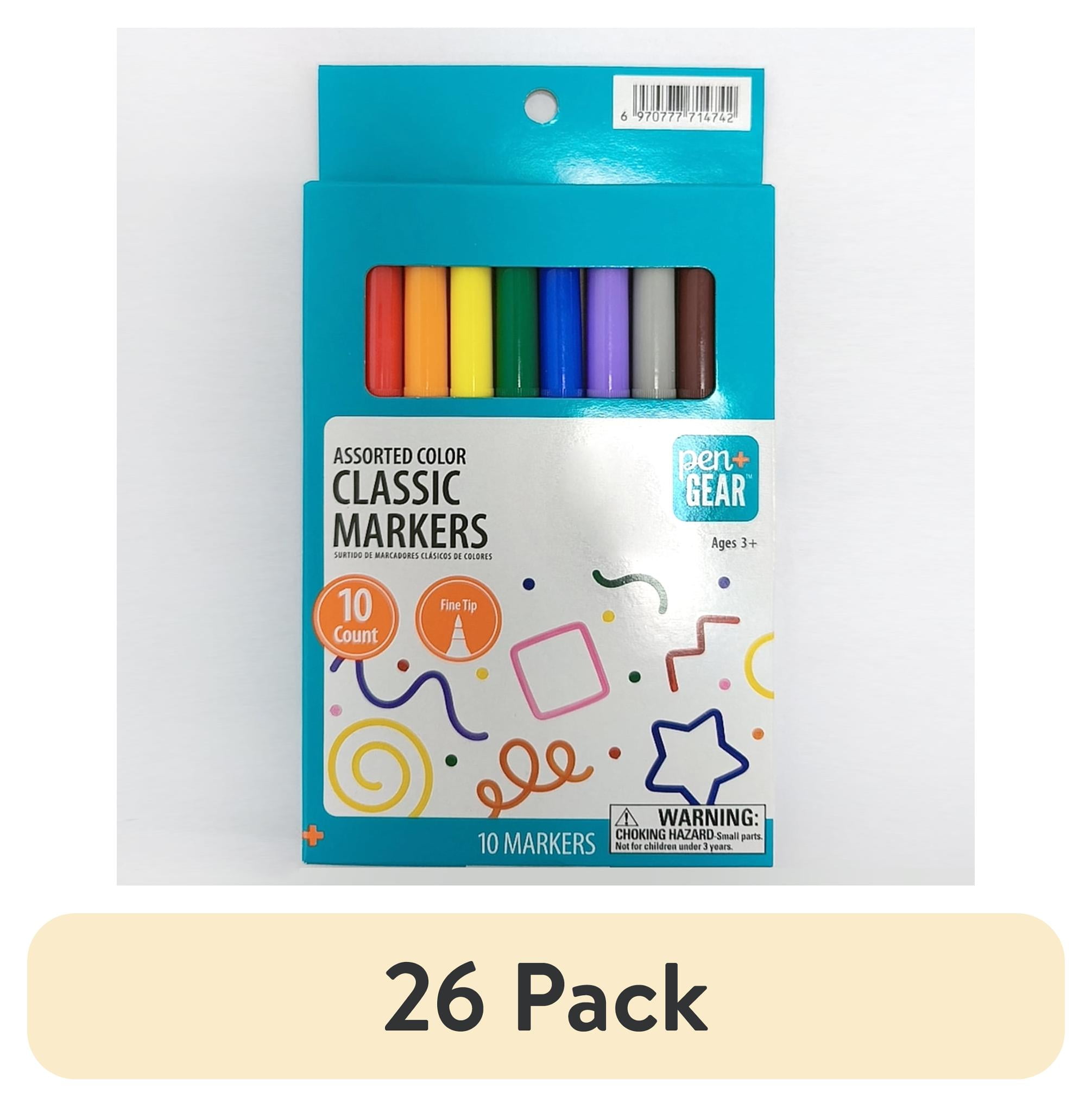 (26 pack) Pen+Gear Fine Line Classic Markers, Assorted Colors, 10 Count ...