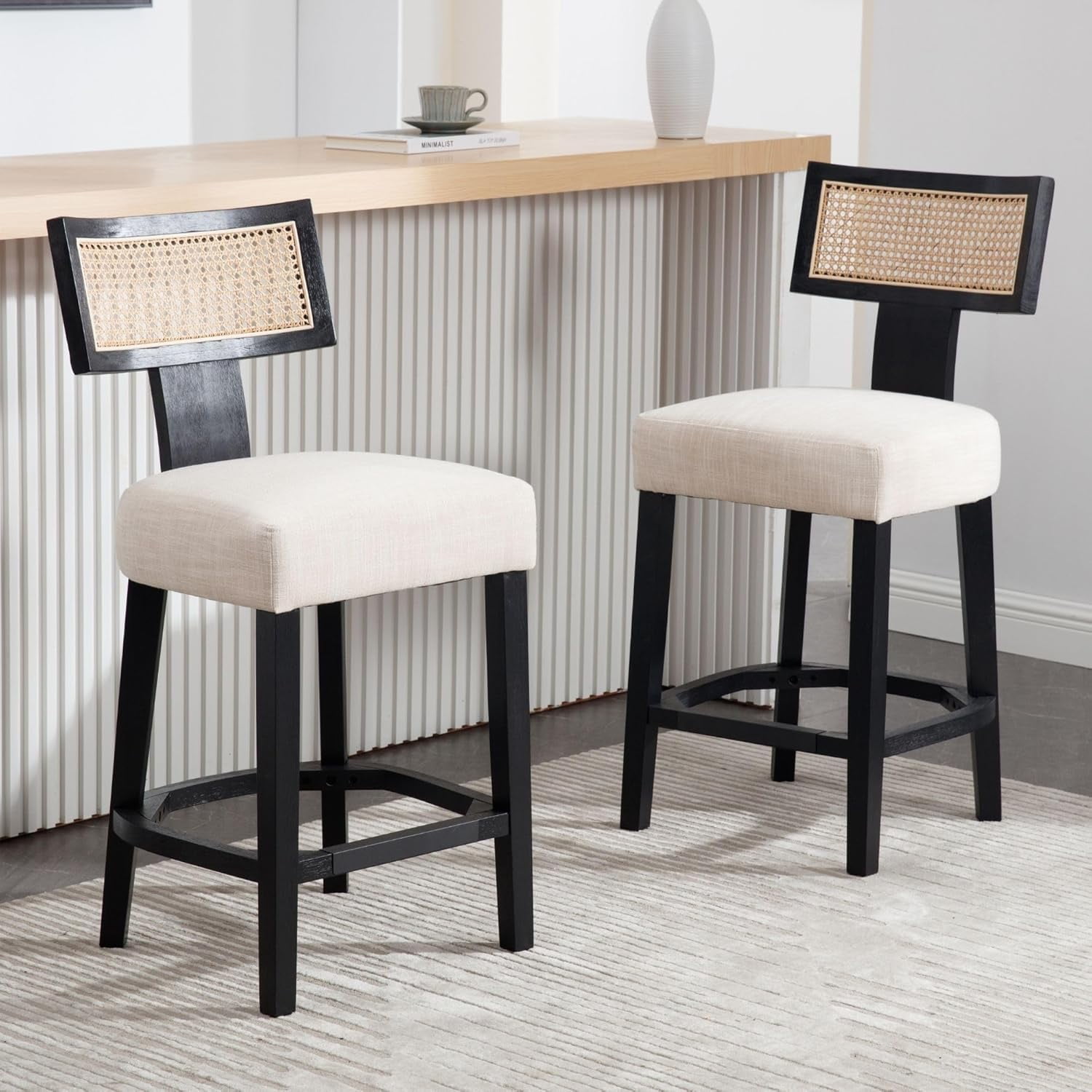 26\u2019\u2019 Barstools with Back Counter Height Bar Stools Beige ...