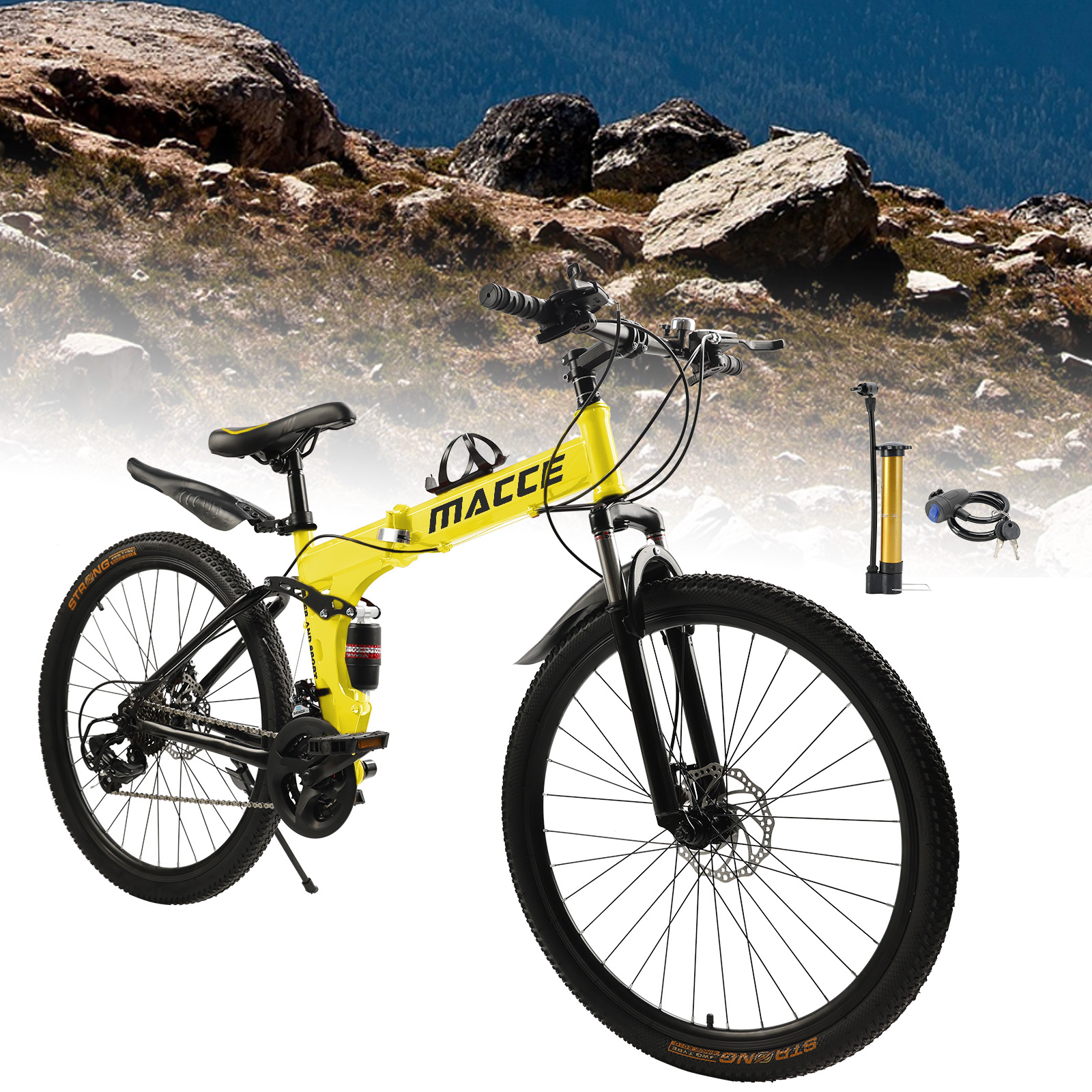 26" wheels 27 speed double disc brake folding mountain bike MTB for ...