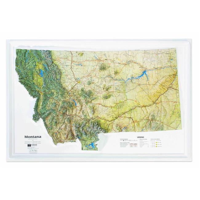 26 x 17 in. Montana Natural Color Satellite Raised Relief Map by ...