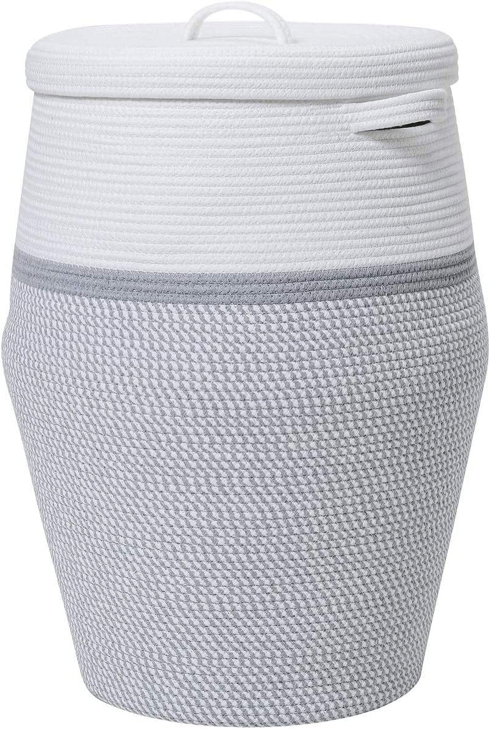 26" x 20" Tall Extra Large Storage Basket with Lid, Cotton Rope Storage ...