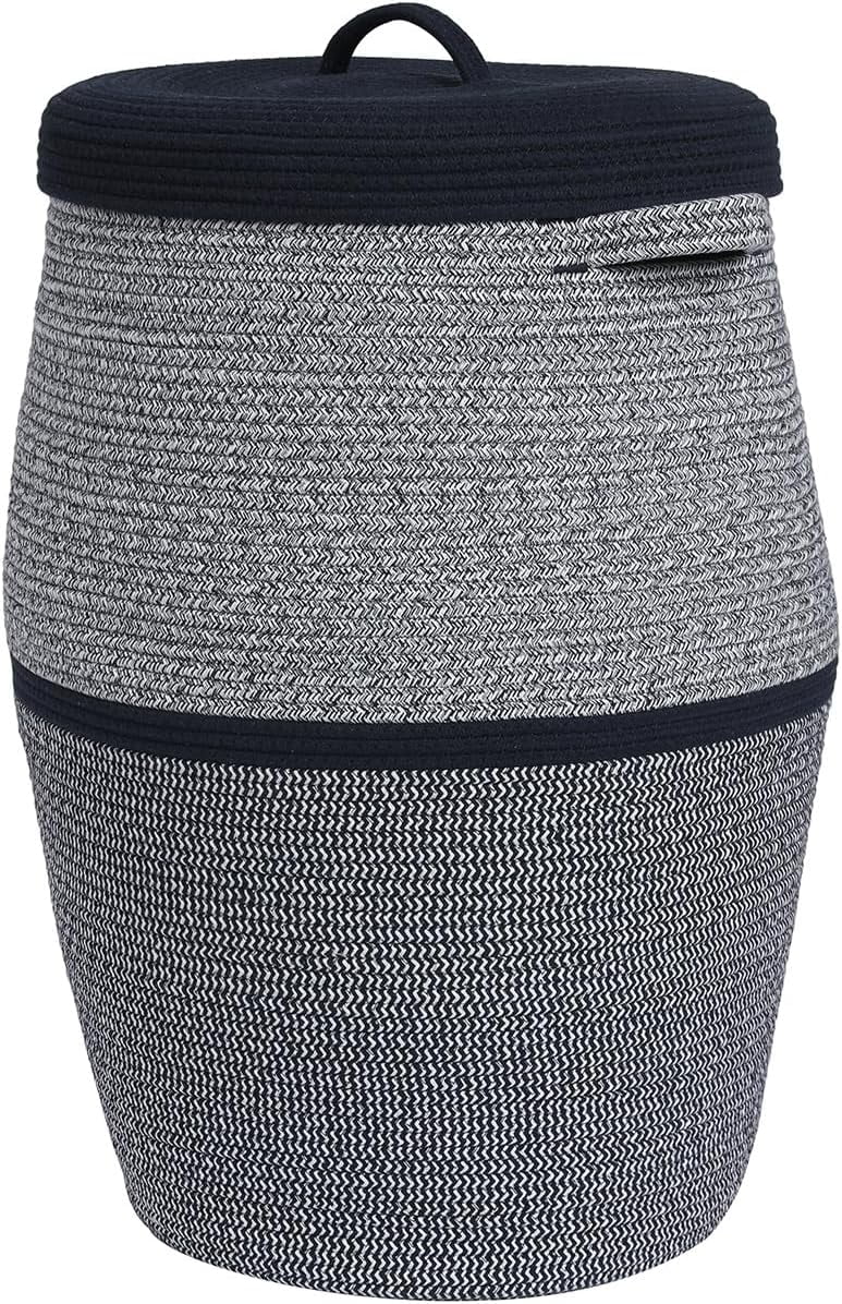 26" x 20" Tall Extra Large Storage Basket with Lid, Cotton Rope Storage ...