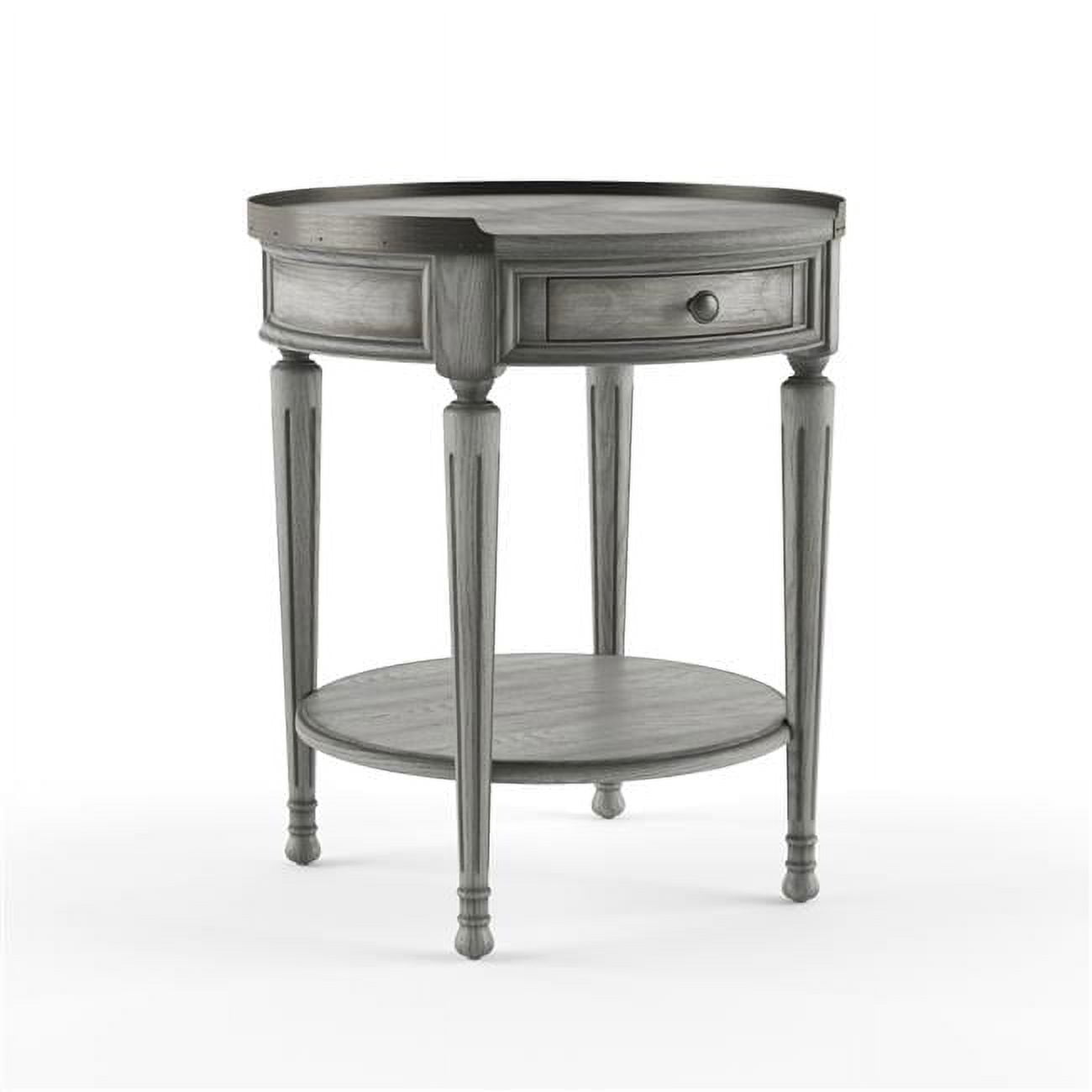 26 x 22 x 22 in. Gray Manufactured Wood Round End Table with Drawers ...