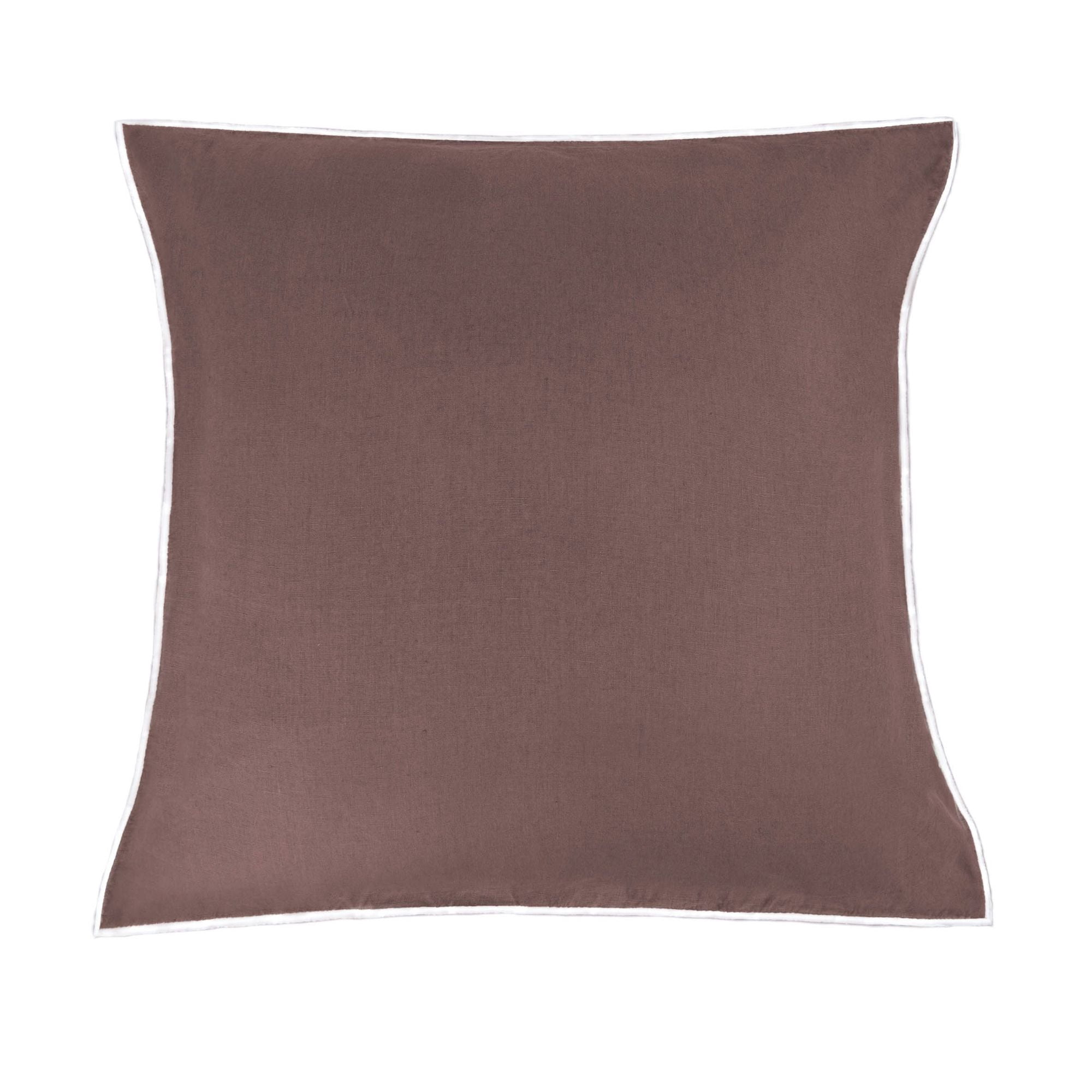 26" x 26" French Linen Euro Pillow with removable Sham - Clove w/ Cream ...