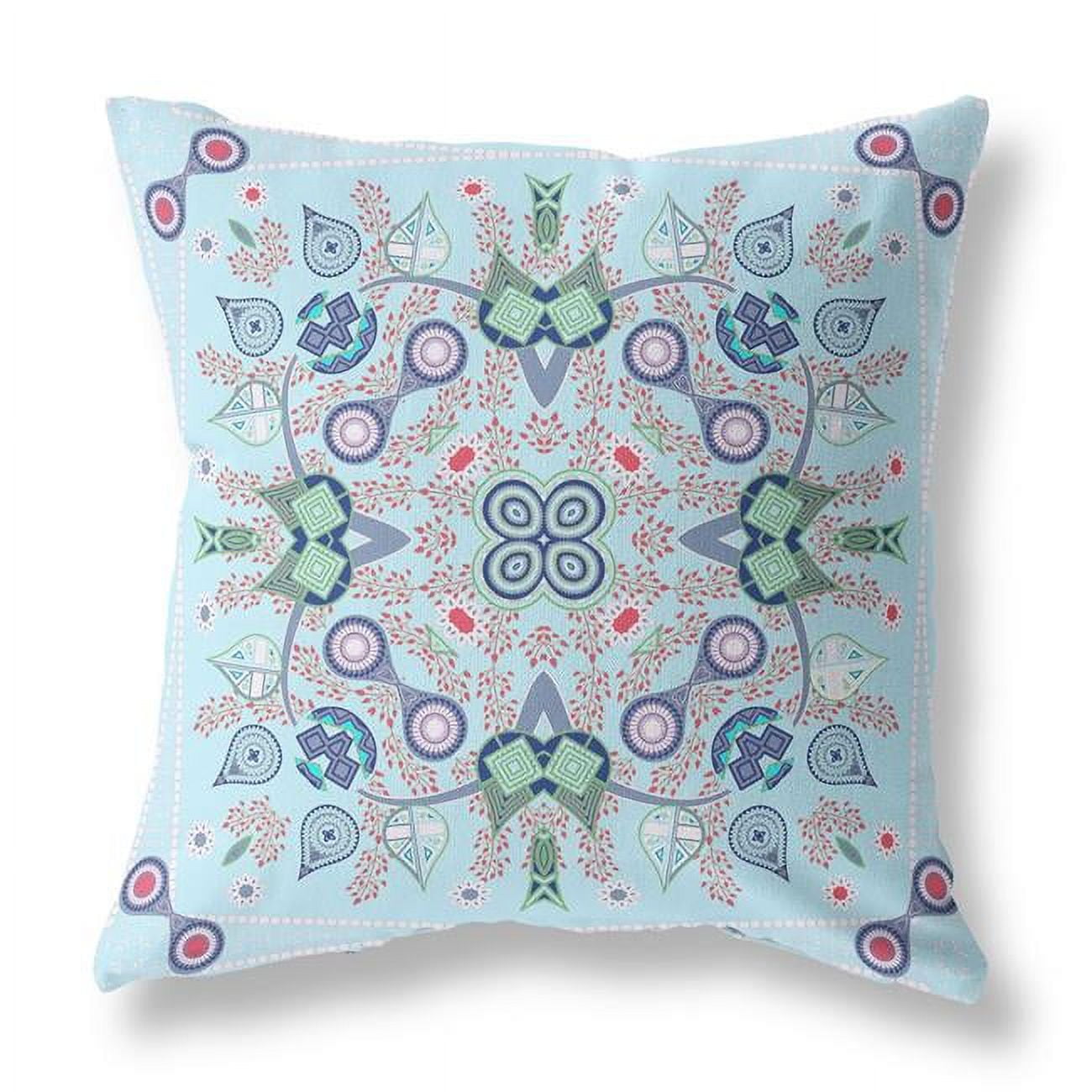 26" x 26" Light Blue Blown Seam Paisley Indoor Outdoor Throw Pillow ...