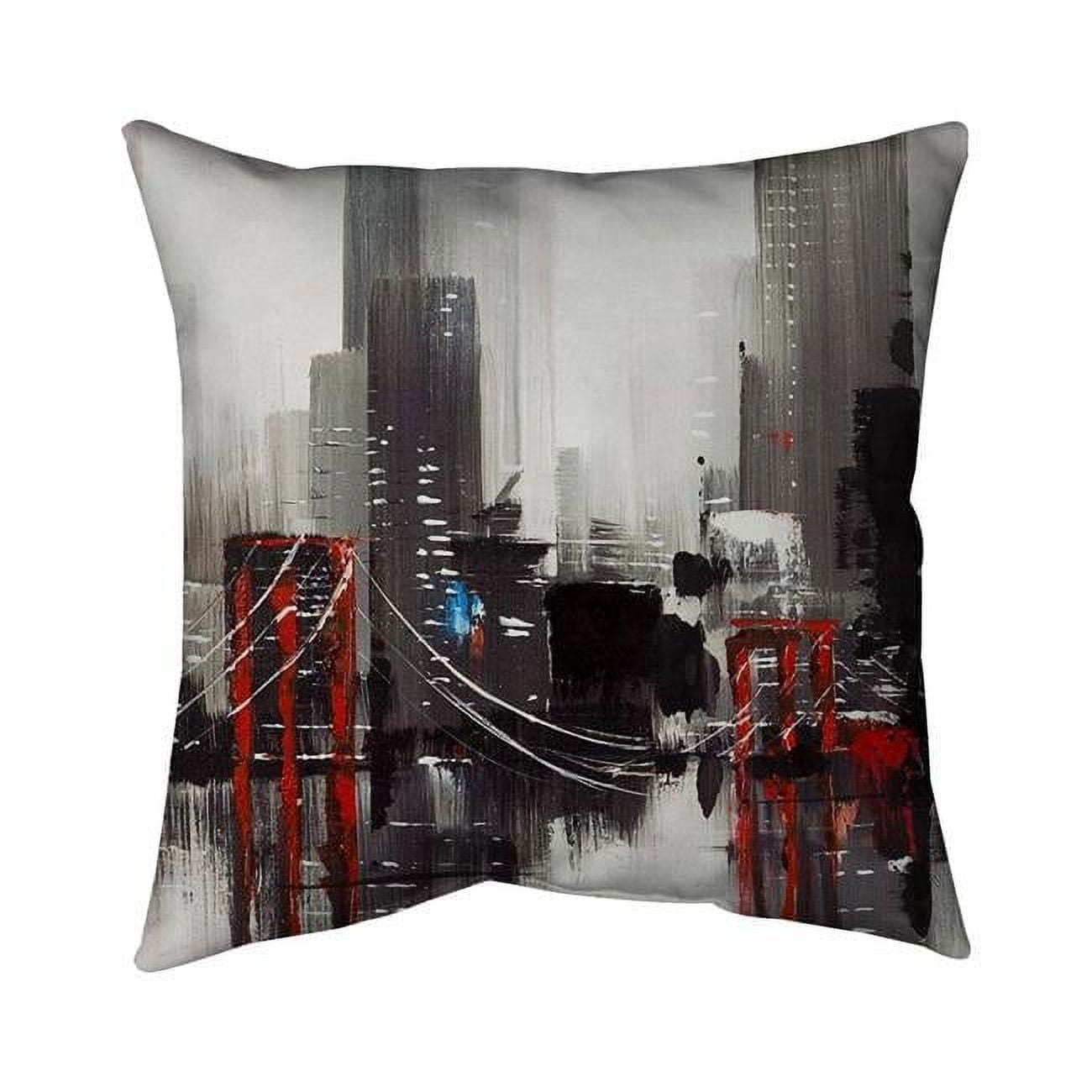 26 x 26 in. Abstract Grey City with A Bridge-Double Sided Print Indoor ...