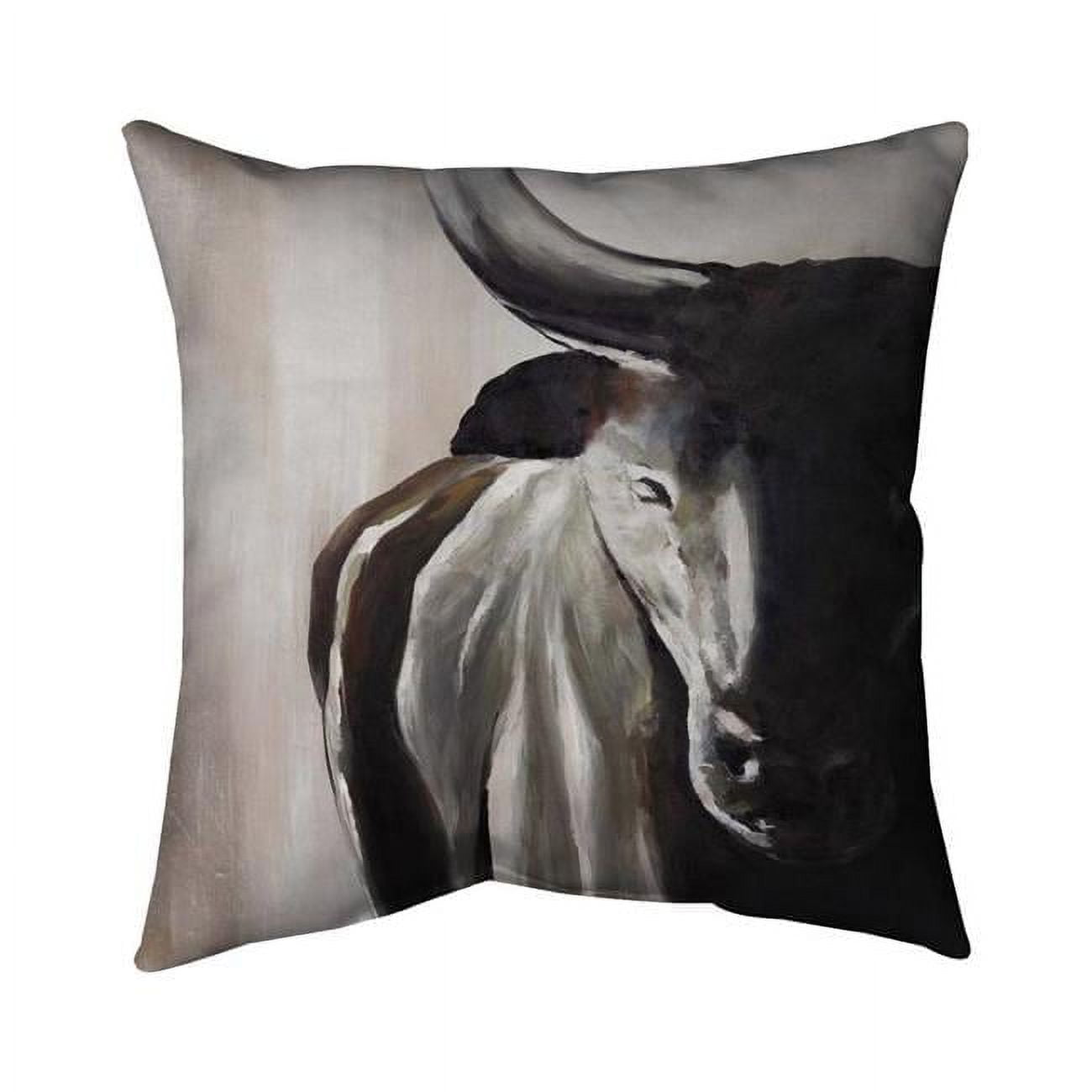 26 x 26 in. Bull Head Front View-Double Sided Print Indoor Pillow Cover ...