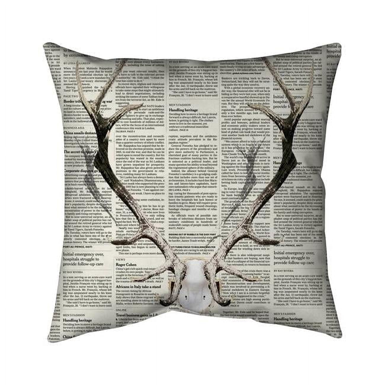 26 x 26 in. Deer Horns on Newspaper-Double Sided Print Indoor Pillow ...